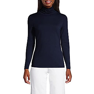 Lands' End Women LWCM Shaped Turtleneck Radiant Navy Tall Medium