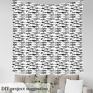 Feelyou Gun Fabric by The Yard, Sniper Rifle Upholstery Fabric for Chairs Sofa Couch, Guns Outdoor Fabric Waterproof, 1 Yard, Black White