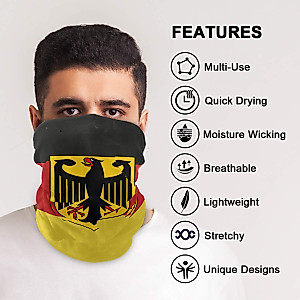 UWSG Fashion Bandanas,German Flag With Eagles Headwear Seamless Neck Gaiter, Headwrap, Balaclava, Helmet Liner for Motorcycle Riding Biker Fishing Hunting Outdoor Running