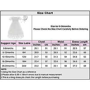 Meiqiduo Baby Girl Christening Dress Baptism Gowns Princess Wedding Party Formal Dresses (3M/0-6Months, Ivory)