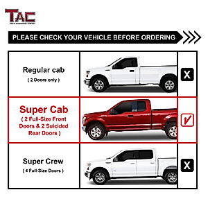 TAC 3" Black Side Steps Compatible with 1999-2016 Ford F250/F350/F450/F550 Super Duty Super Cab Truck Pickup Side Bars Running Boards 2pcs