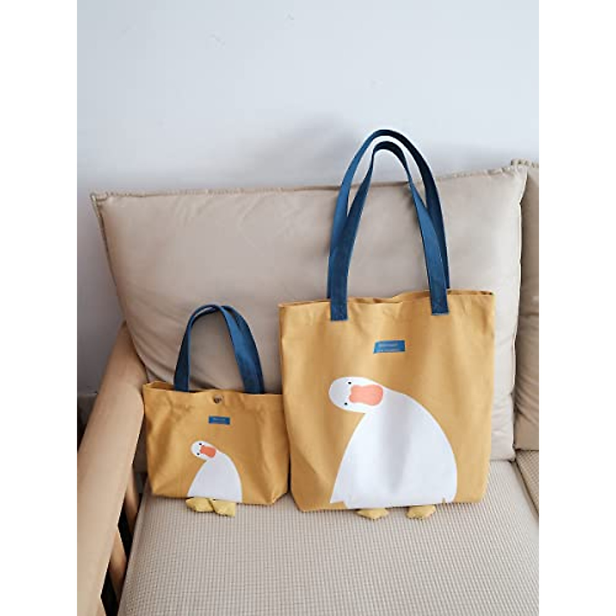 AWXZOM Cute Canvas Tote Bag graphic tote bag funny bags Lunch Grocery (yellow duck)