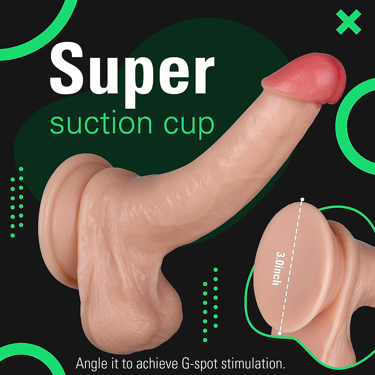 7.8 inch Realistic Dildo, Greenpinecone Anal Dildo Body-Safe Material with Strong Suction Cup Realistic Penis for G-Spot Stimulation Dildos Anal Sex Toys for Women and Couple