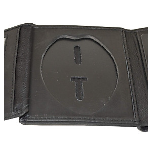 Bi-Fold Badge Holder Wallet, Shield Badge Style with ID window 100% Genuine Leather
