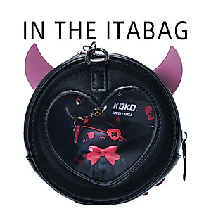 YOU WIZV Anime Keychain, Rabbit Keychain, Cartoon Car Keychain for Women, Purse Charms for Handbags, Lolita Bag Pendant with Key Ring for Demon-Rabbit, Lovers Best Friend Gift (black&red)