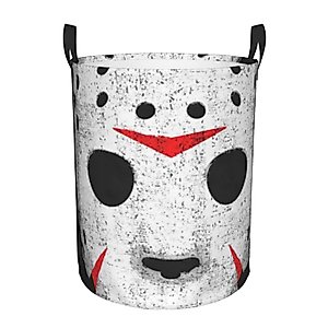 Horror Skull Print Laundry Basket Waterproof Large Laundry Hamper With Handles Round Organizer Basket Dirty Clothes Hamper