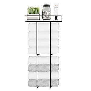 LAPTAIN Bathroom Towel Racks for RV, Wall Mounted Shelf with Towel Holder for Rolled Towels, Bath Towel and Hand Towel