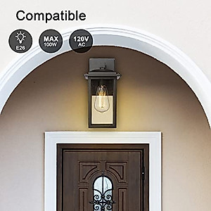 Diyel Outdoor Wall Sconces 1 Pack, Exterior Light Lantern Fixture, Porch Lights Lamp Outdoor Wall Mounted in Black Finish with Seeded Glass for House, Garage, Patio, Yard, RZ010 BK