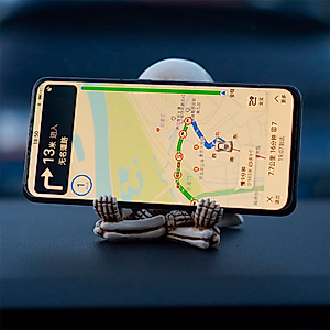 Cute Medidating Skull Dashboard Phone Holder for Car, Car Phone Mount, Skull Car Interior Accessories, Home Office Gothic Halloween Decorations