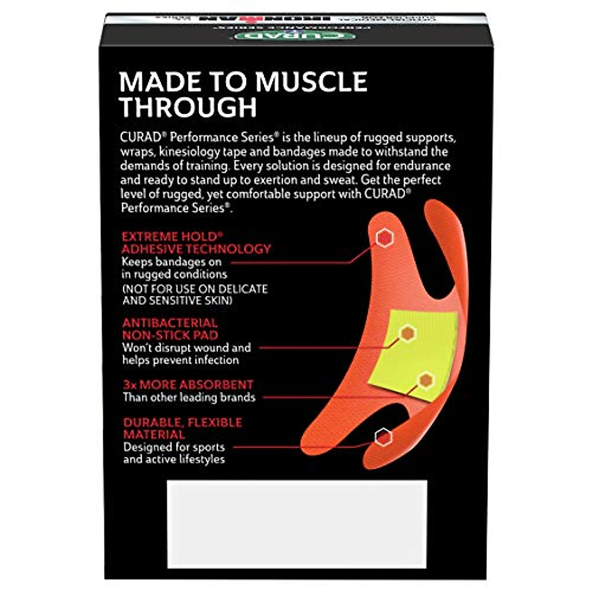 Curad Performance Series Ironman Fingertip and Knuckle Antibacterial Bandages, Extreme Hold Adhesive Technology, Fabric Bandages, 20 Count