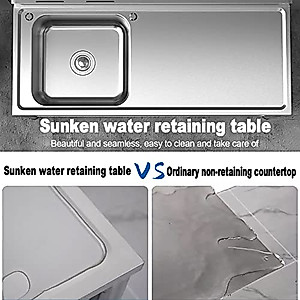 Indoor kitchen Stainless Steel sink,utility commercial sink with faucet,Outdoor garage sink,1 Compartment,Industrial station laundry & utility room sinks,with storage rack,for restaurant,Basement. (