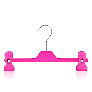 HANGERWORLD 10 Pink 11inch Plastic Kids Coat Clothes Garment Pants Skirt Baby Toddler Clip Hangers