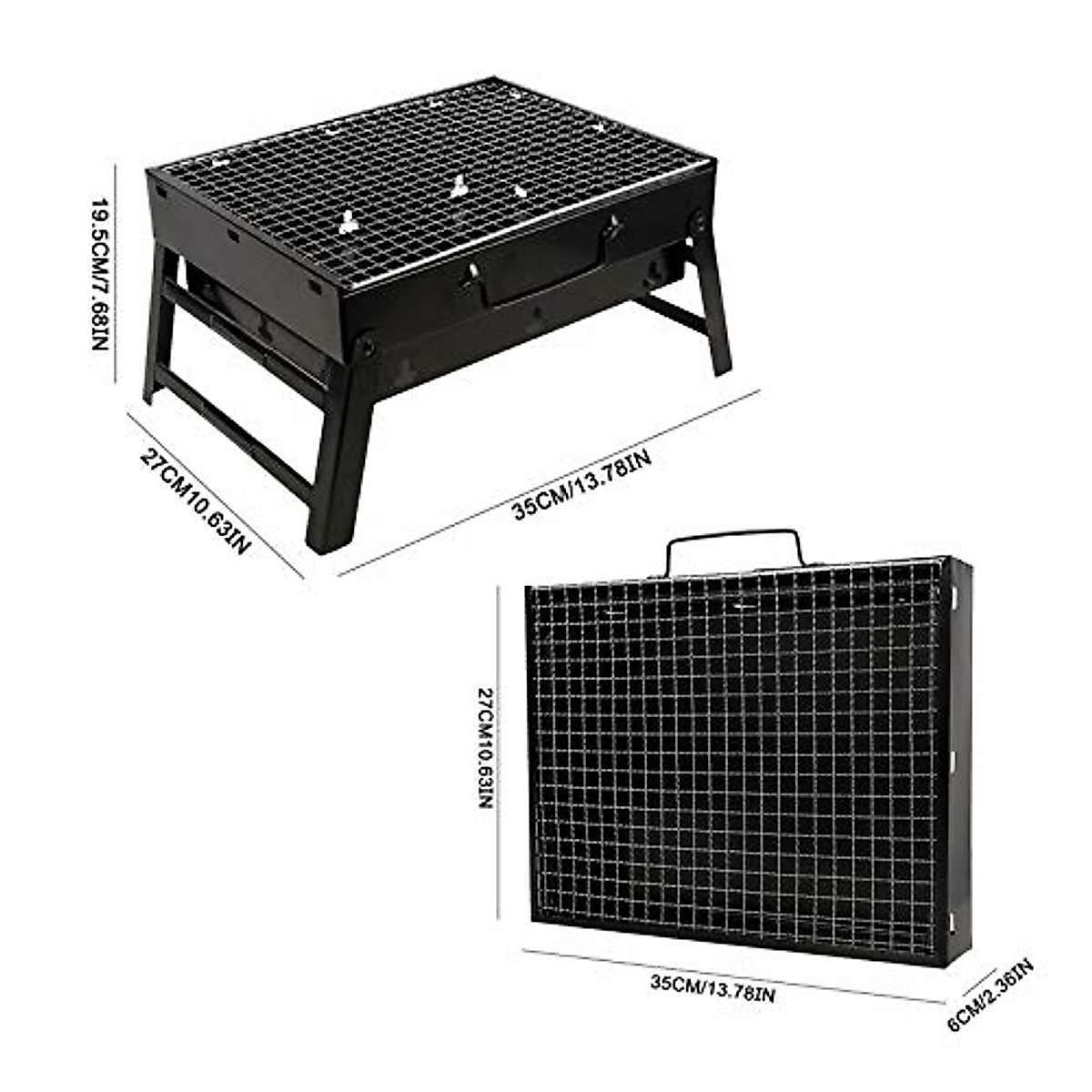 NEWCES Barbecue Desk Portable Folding Charcoal Barbecue Desk Tabletop Outdoor Black Smoker BBQ for Picnic Garden Terrace Camping Travel 13.8x10.6 x2.4 Tabletop Barbecue