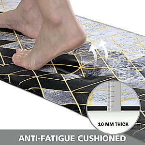 Kitchen Mats 3 Piece Set, Memory Foam Kitchen Rugs Mat Non Slip Washable for Floor, Modern Kitchen Mats Cushioned Anti Fatigue, Waterproof Kitchen Runner Rug, 18‘’ x 30‘’ + 18'' x 48'' + 18'' x 60''