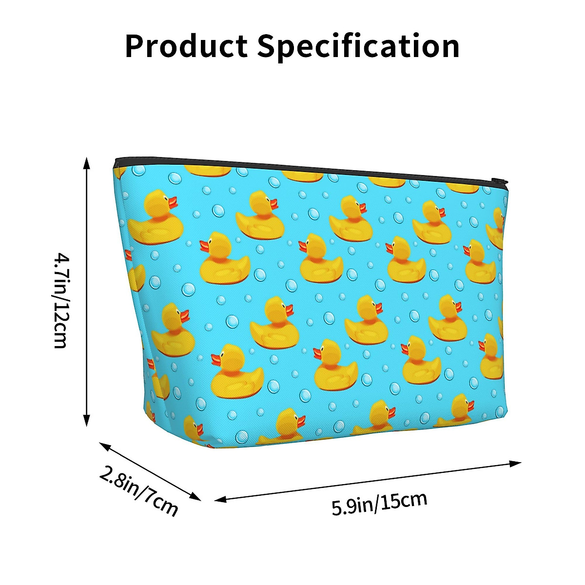 Women's Lightweight Makeup Bag Pouch Compatible with Cute Funny Bubbles Blue Yellow Rubber Ducks, Funny Travel Cosmetic Bag Portable Pencil Bag with Zip for Office College Christmas Gift