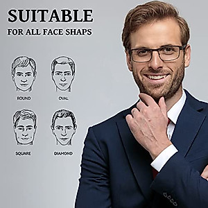 BLS Businessman Rectangular Reading Glasses - Professional Durable Readers - Blue-Light Blocking Lenses