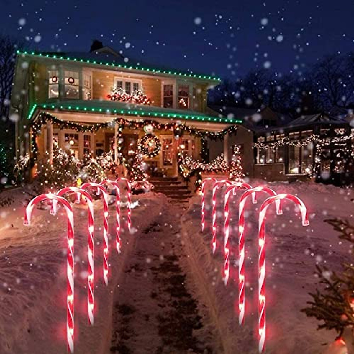 Christmas Candy Cane Lights,Solar Christmas Light， Christmas Candy Cane Pathway Lights， Christmas Decoration， for Home Garden New Year Holiday Lights， 5pcs