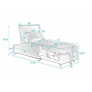HomSof Folding Sleeper Sofa Bed,4 in 1 Function,Work as Ottoman,Chair Chaises Longues, Black