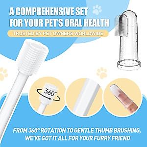 VVHOMIFE Cat Toothbrush Kit, Dog Toothbrush Kit, Suitable for All Cats and Dogs Dental Care. White, Soft Bristles, Meet All Cleaning Needs, Multi-Functional Dental Cleaning (S-Rounded)