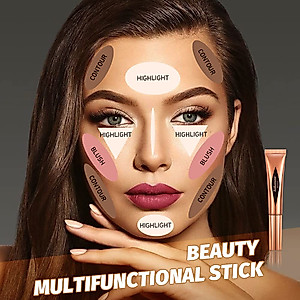 Liquid Blush Beauty Wand, Liquid Blush, Blush stick, Liquid Blush for Cheeks, Contour Beauty Wand, Natural Smooth Creamy Highlight Matte Liquid Blush Stick with Soft Cushion Applicator (Contour Stick#1)