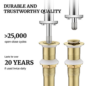 Pop up Sink Drain Stopper for Bathroom Vessel Vanity Sink Art Basin Brushed Gold, Small Cap Without Overflow, Metal Pop-up Drain Strainer with Detachable Basket Stopper