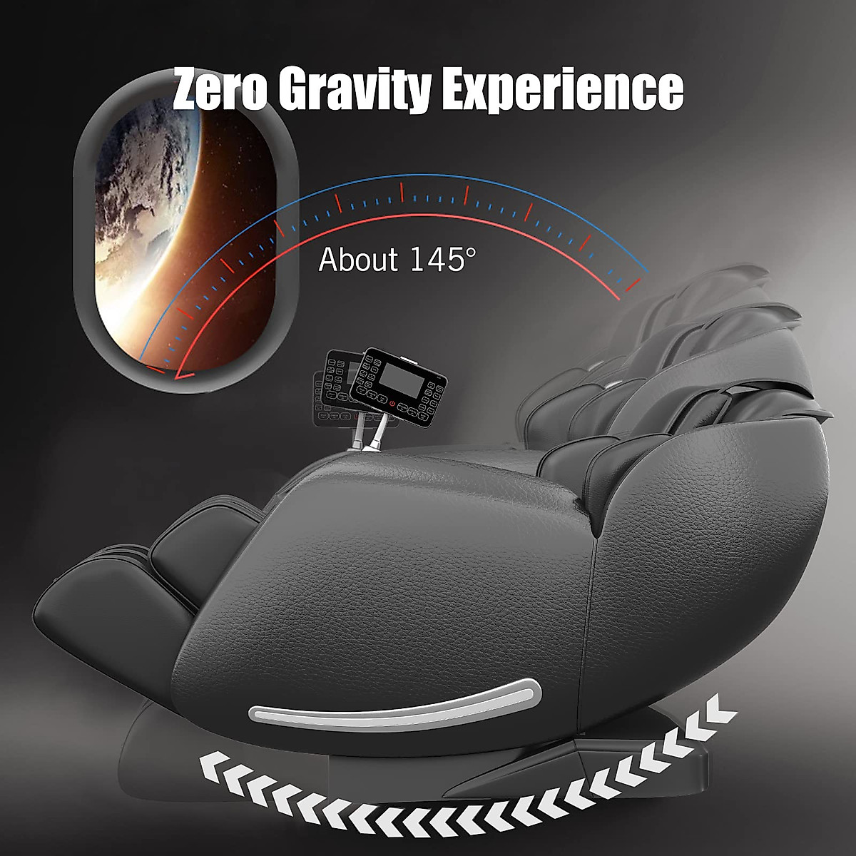 Real Relax Massage Chair, Full Body Zero Gravity SL-Track Shiatsu Massage Recliner Chair, Favor-06 Black