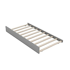 LLS Twin Size Daybed with Trundle, Solid Wood Daybed Frame with Headboard and Footboard, Space Saving Platform Bed Sofa Bed with Sturdy Slats Support, No Box Spring Needed, Gray