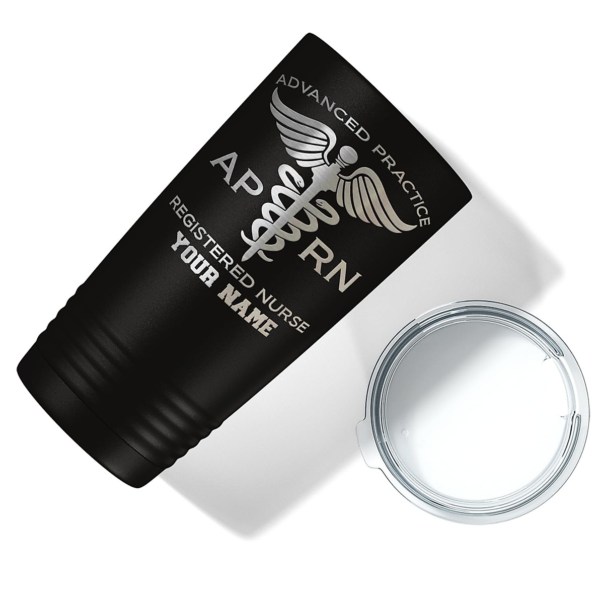 Personalized APRN Advanced Practice Registered Nurse Gift on Black 20 oz Stainless Steel Tumbler with Lid - Insulated Cup - Custom Travel Mug