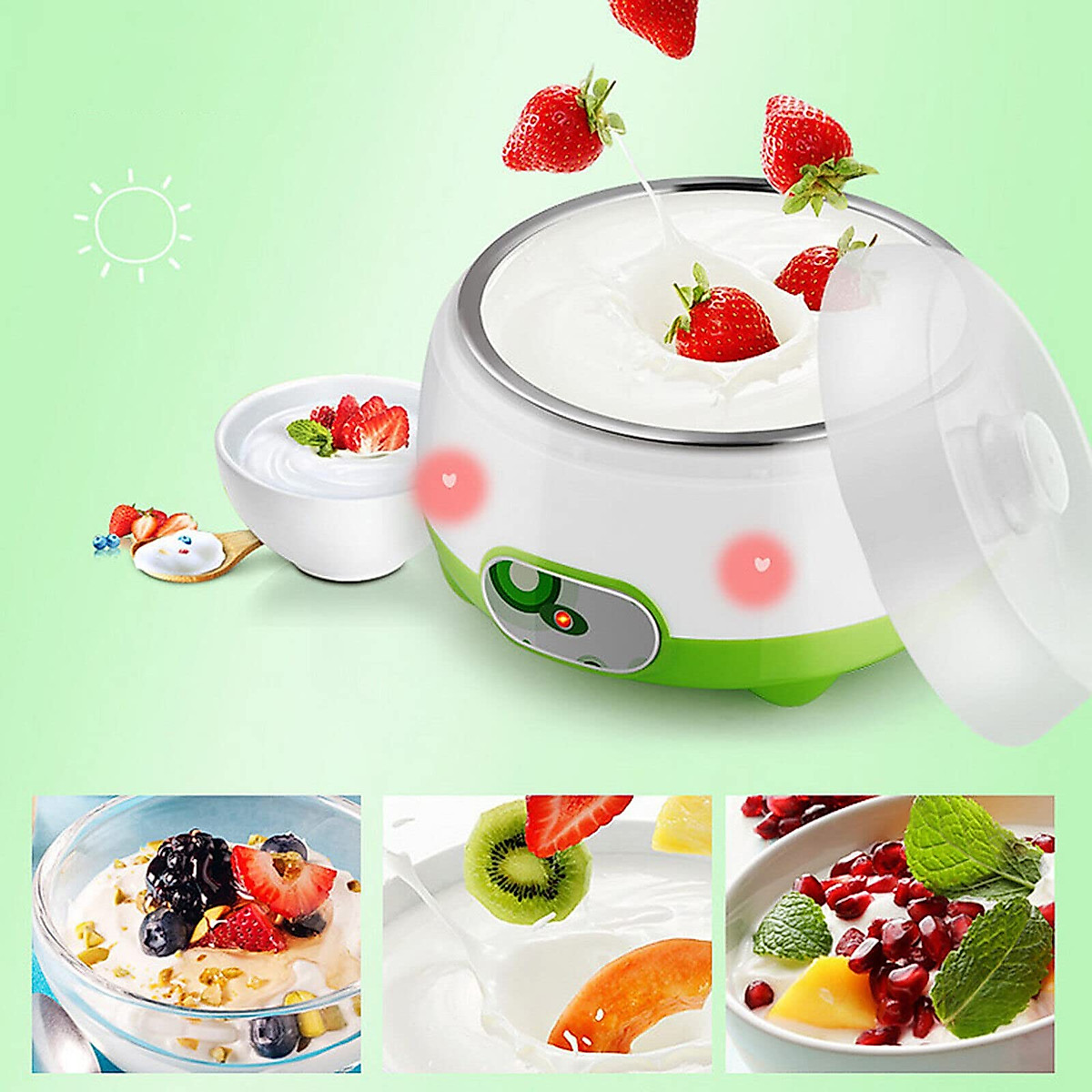 PanDair 1L Automatic Yogurt Maker with Stainless Steel Inner Pot for Home Organic Yogurt, Cheese Maker, Fruit Wine Maker US Stock