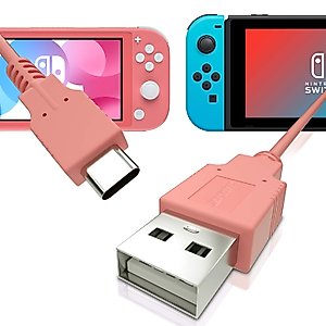 HEATFUN Fast Charging Cable for Switch, MacBook, Pixel C, LG Nexus 5X G5, Nexus 6P/P9 Plus, One Plus 2, Sony XZ and More - Coral (4.92ft)
