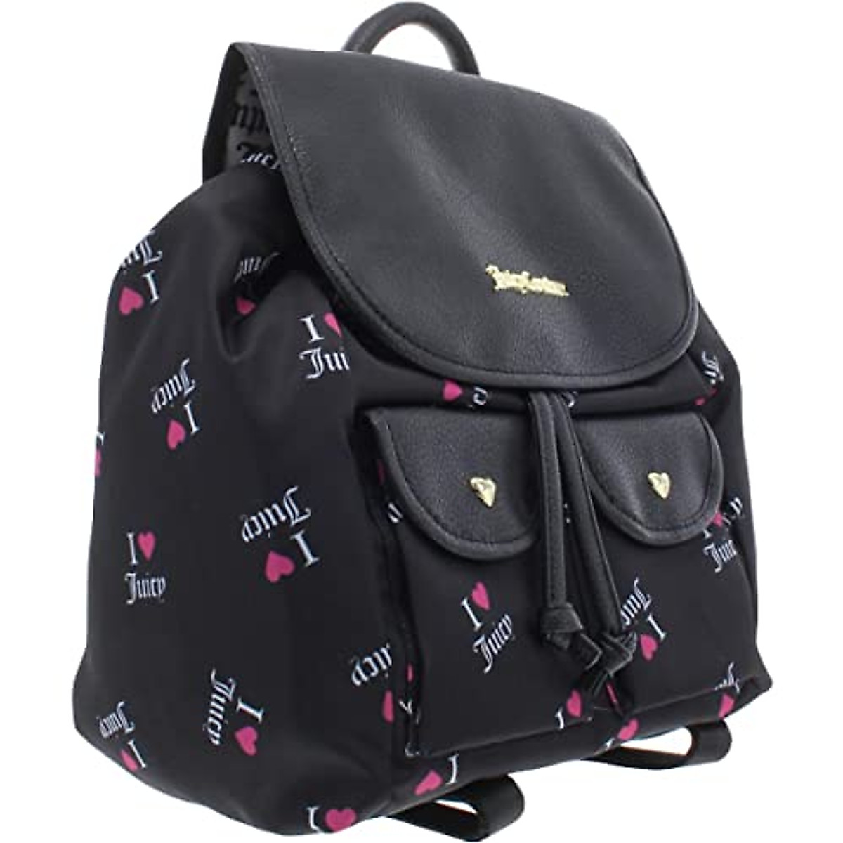 Juicy Couture Womens Love Club Logo Durable Backpack Black Large