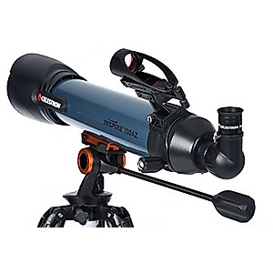 Celestron Inspire 100AZ Refractor Smartphone Adapter Built-In Refracting Telescope, Blue (22403)
