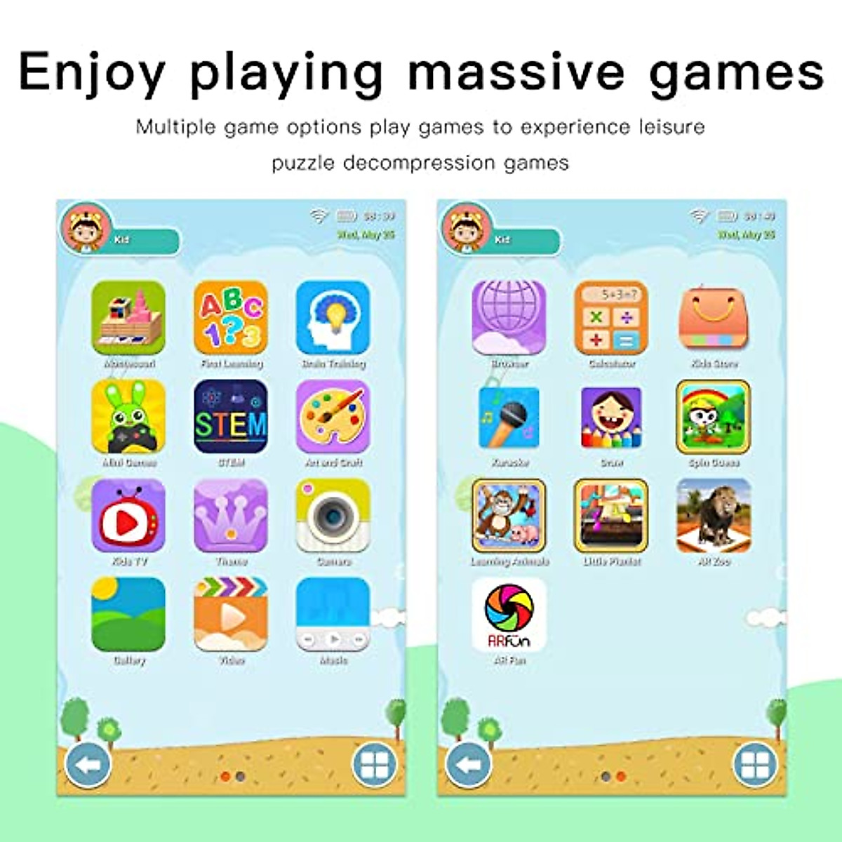 Toddler Tablet, 100240V Kids Tablet 5G WiFi Dual Band Single Speaker 8 Cores CPU for Baby (US Plug)