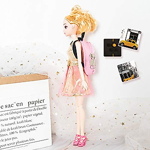 SOTOGO 31 Pieces Doll Accessories Include 10 Pieces Mini Doll Backpacks Mini Doll Bag Cute Zipper Backpack Mini Books Backpacks and 21 Pieces Miniatures Doll Books for Doll Accessories