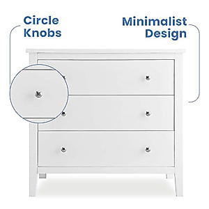 Delta Children Campbell 3 Drawer Dresser, Bianca White