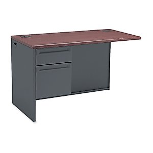 HON 38000 Series Flush Return, Left, 48W X 24D X 29.5H, Mahogany/Charcoal