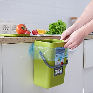 Small Trash Can with Lid Mini Kitchen Hanging Trash Can Tightly Sealed Odor Free, Small Countertop Compost Bin for Scraps from Daily Cooking, Mountable Trash Bin for Kitchen Counter,5L/1.3 Gal