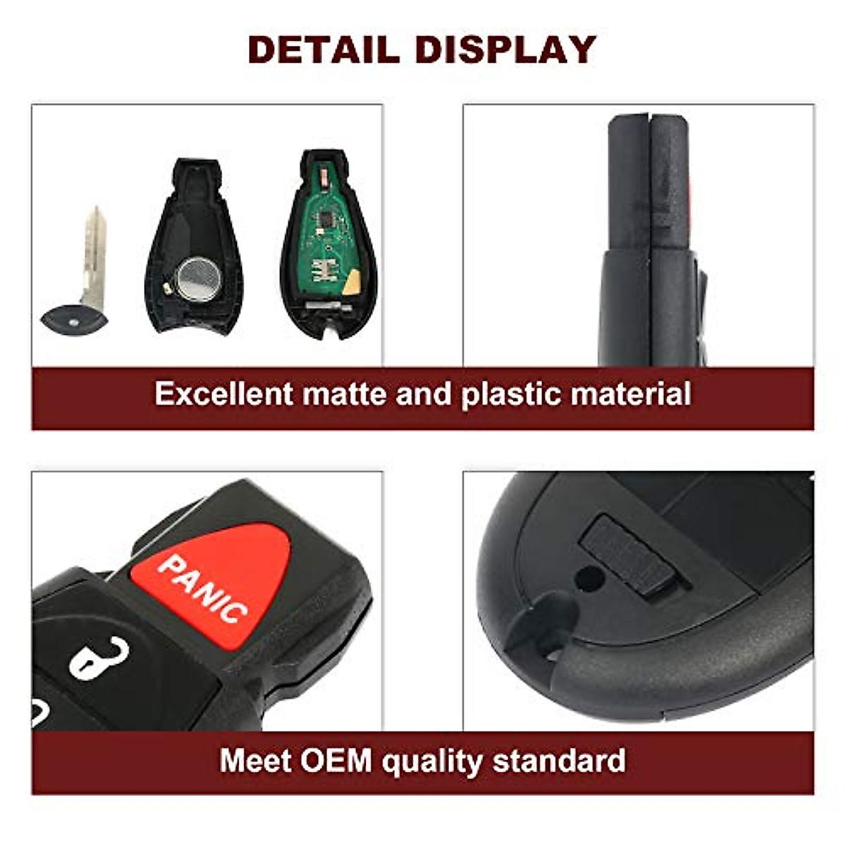 ANGLEWIDE Car Key Fob Keyless Entry Remote Replacement for Ram 4000 4500 5500 1500 2500 3500 15-17 (FCC GQ4-53T) 4 Buttons 2pad