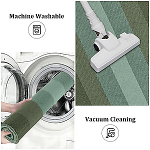 Lahome Washable Green Rugs for Living Room -5x7 Area Rugs Ultra-Thin Woven Boho Rugs Modern Rainbow Rugs for Bedroom, Cotton Reversible Low Pile Carpet for Playroom Dining Room (5'x 7', Green)