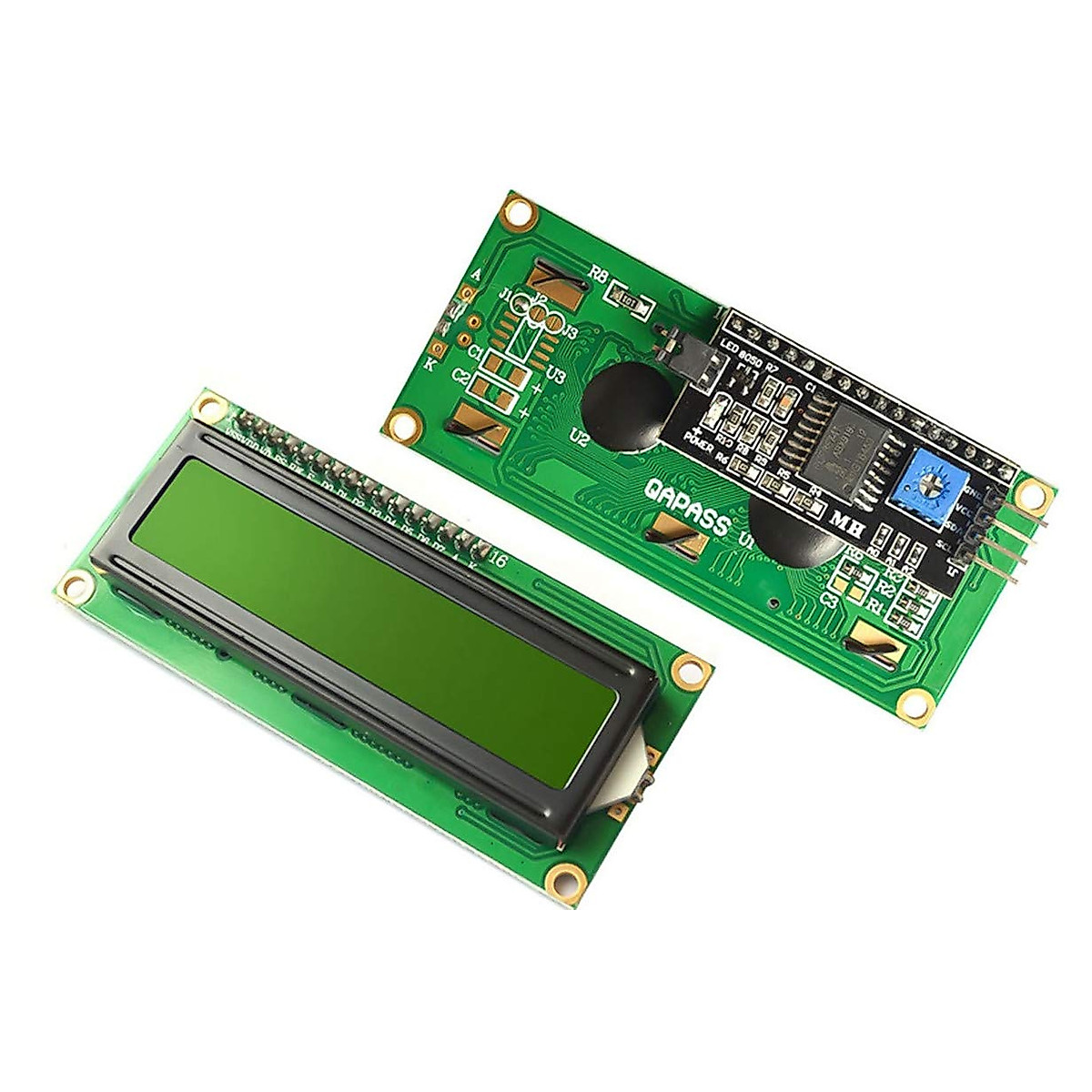 NOYITO 1602 16x2 LCD Module Yellow-Green Backlight with PCF8574T IC IIC Driver Serial Interface Compatible with Win OS UNO R3 MEGA2560 (Pack of 2) (1602 IIC Screen Yellow-Green)