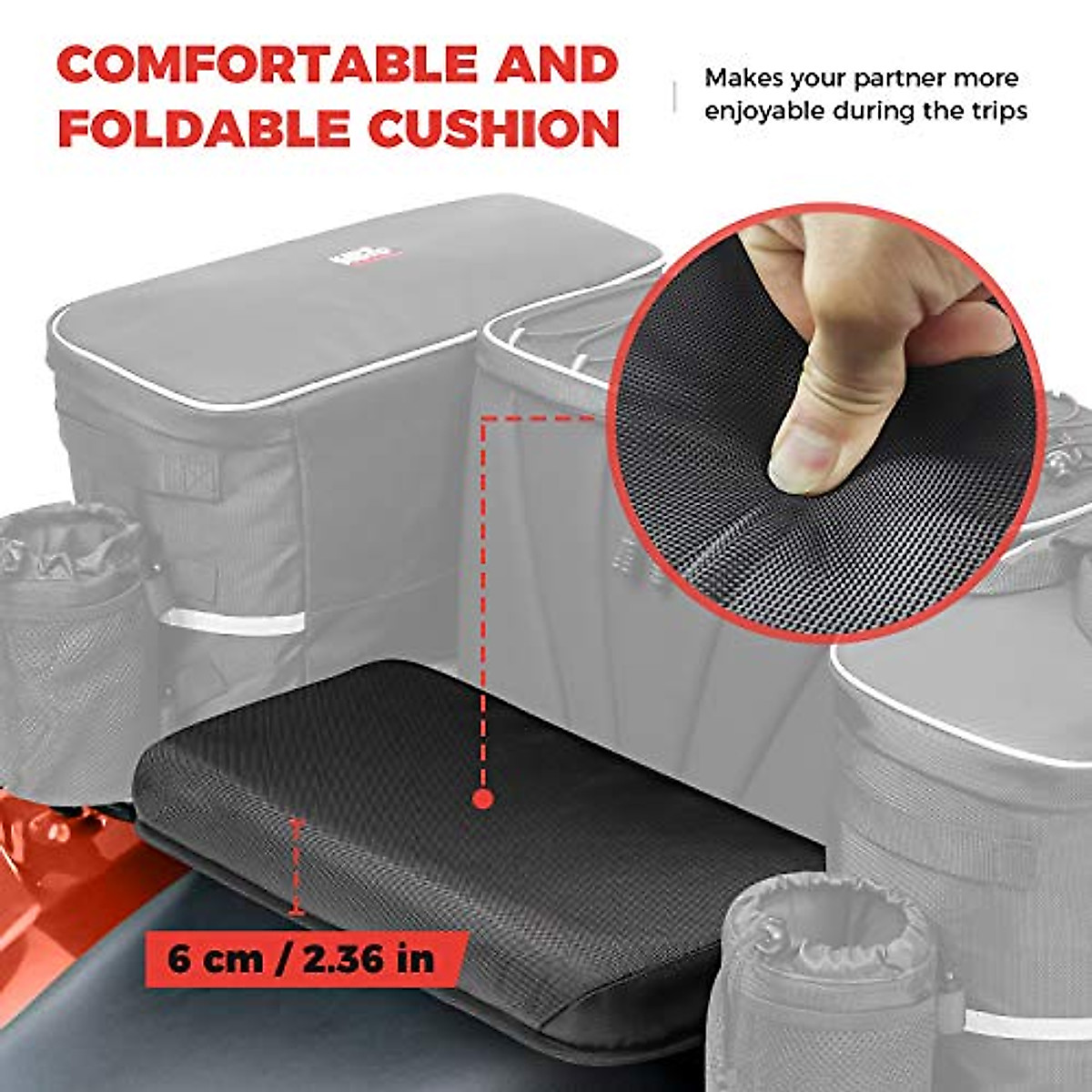 KEMIMOTO ATV Bag, 59L Large ATV Cargo Bag With Insulated Bags, Waterproof 4 Wheeler Storage Rear Rack Seat Bag Universal Compatible With Polaris Sportman Fourtrax Can Am Kawasaki Yamaha Artic Cat