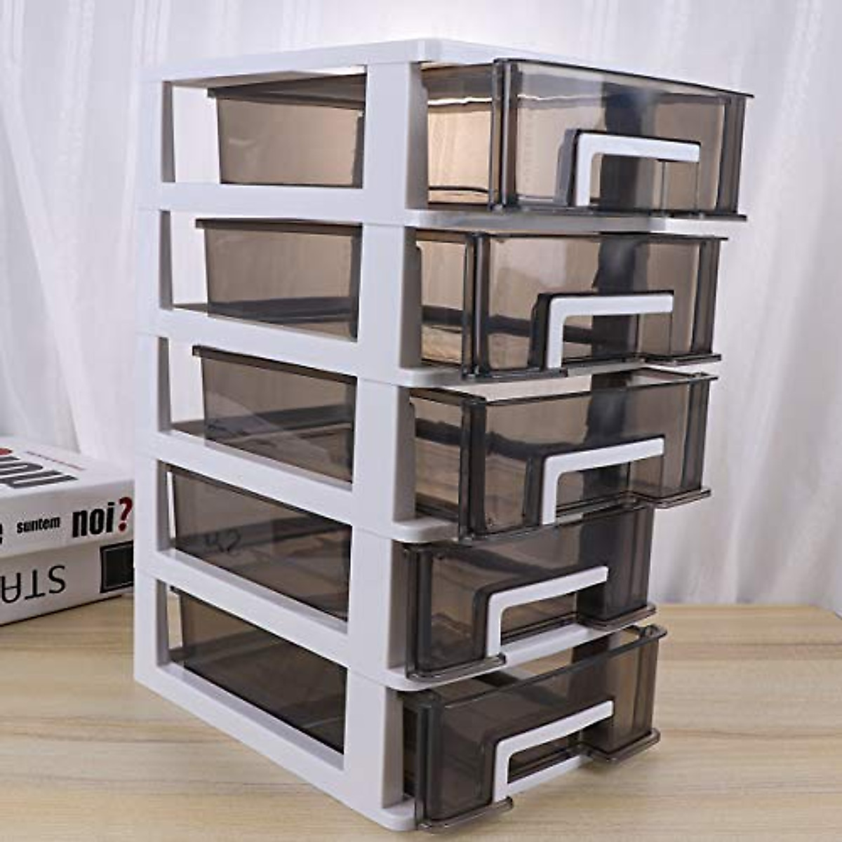 DECHOUS Plastic Storage Drawer, 5- layer Storage Cabinet Plastic Drawer, Portable Storage Rack Organizer clear Drawer Organizers Makeup Organizer Makeup Drawer Clear Jewelry Organizer