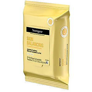 Neutrogena Skin Balancing Micellar Cleansing Cloths Makeup Remover Nourishing Wipes with 100% Plant-Based Fibers, Vitamin E & Pro-Vitamin B5, Paraben-Free, Hypoallergenic, 25 Count