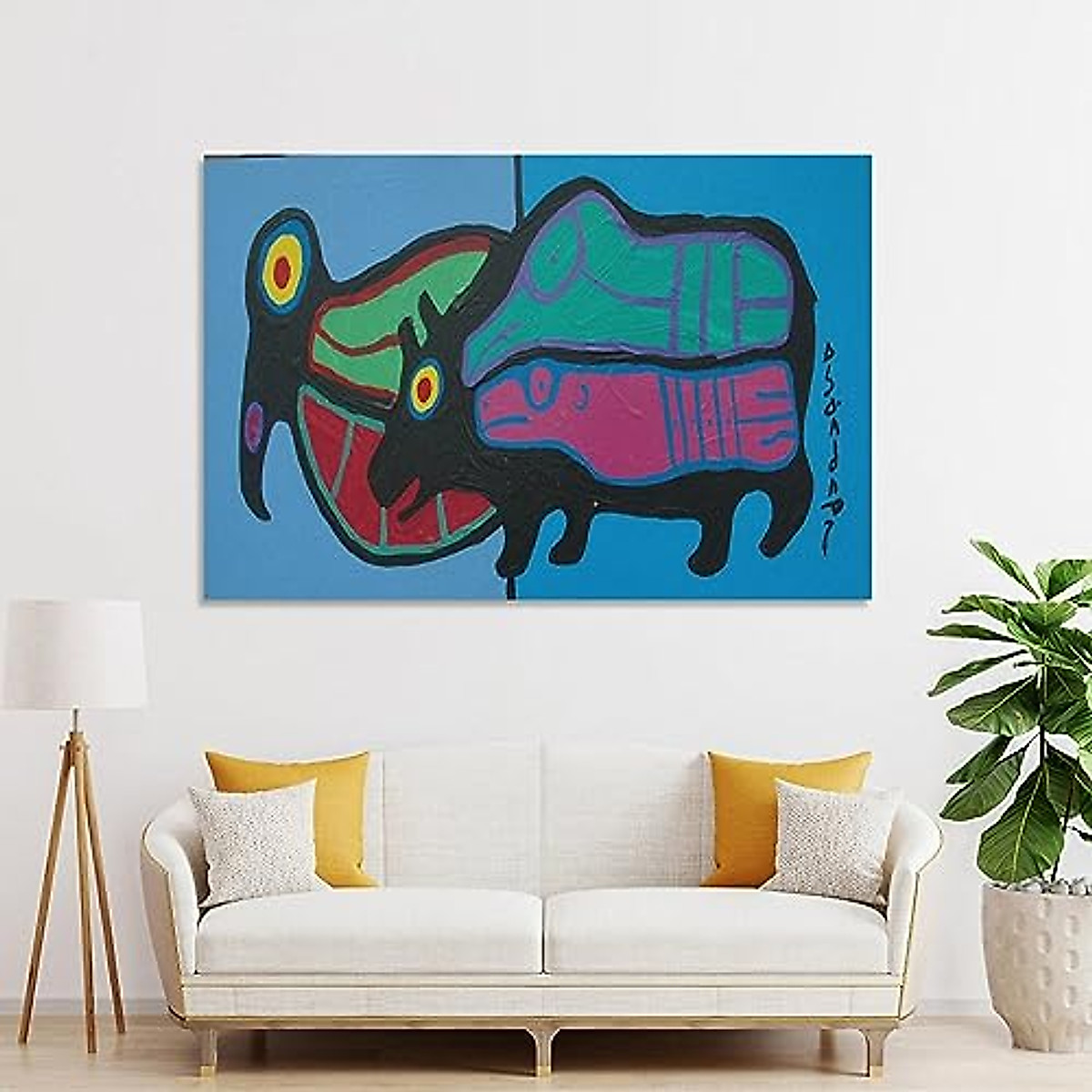 Norval Morrisseau Prints Loon, Fish Worlds Poster Print Photo Art Painting Canvas Poster Home Decorative Bedroom Modern Decor Posters Gifts 08x12inch(20x30cm)