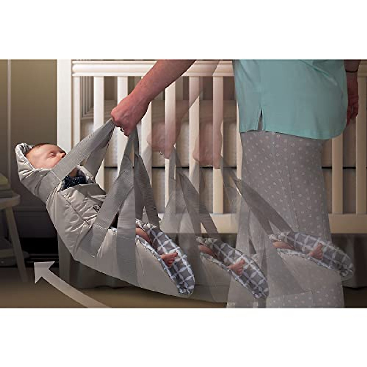 KidCo TR5101 SwingPod Unisex Travel Portable Polyester Nursery Swaddle Swing Blanket for Newborns and Babies, Gray Chevron Pattern