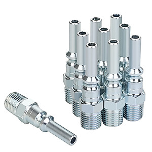 JOROY Lincoln L-style Air Hose Fittings, 1/4 Inch Flow Size, 1/4 Inch Male Threads Size, Steel Material, 300PSI, 10 Pieces Air Compressor Accessories Fittings