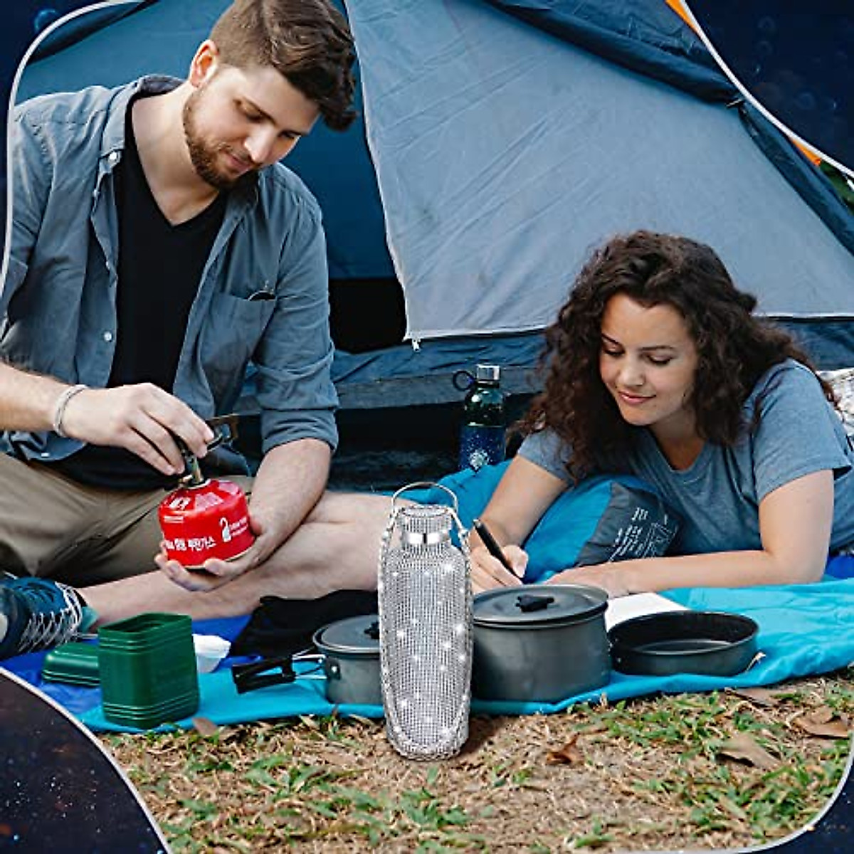 Diamond Water Bottle Bling Rhinestone Stainless Steel Thermal Bottle Refillable Water Bottle Insulated Water Bottle Glitter Water Bottle with Chain for Women Girls Gifts (AB Diamond, 750 ml)