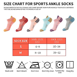 BUDERMMY Running Ankle Socks for Women Athletic Cotton Cushioned 6 Pairs Workout No Show Socks Women (6-8, Mixed Color)