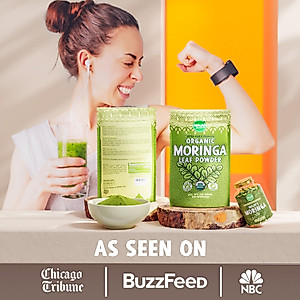 MAJU's Organic Moringa Powder (1 Pound), Oleifera Leaf, Extra-Fine Quality, Dried Drumstick Tree Leaves, For Tea, Smoothies, Food-Grade