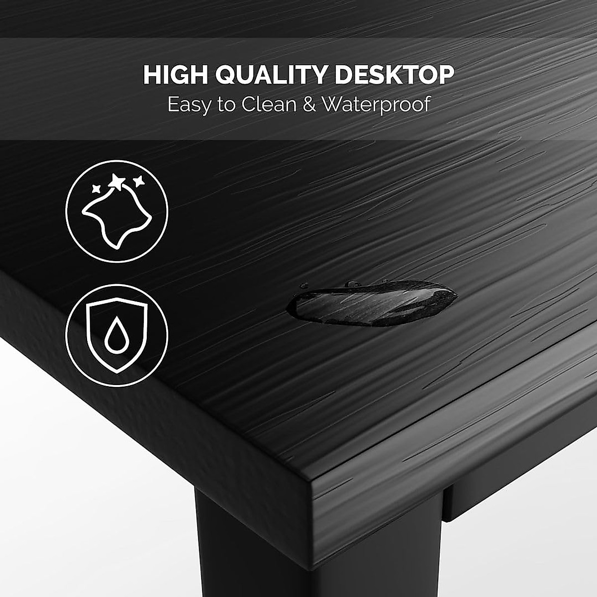 Halter Computer Desk for Home Office 47” Work Table Easy Assembly Cherry Desk Black Frame